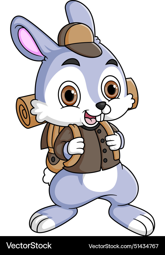 Cartoon standing rabbit with backpack Royalty Free Vector
