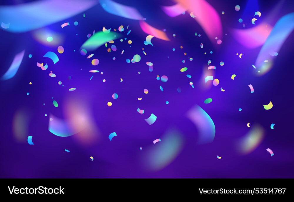 Confetti overlay on purple background Royalty Free Vector