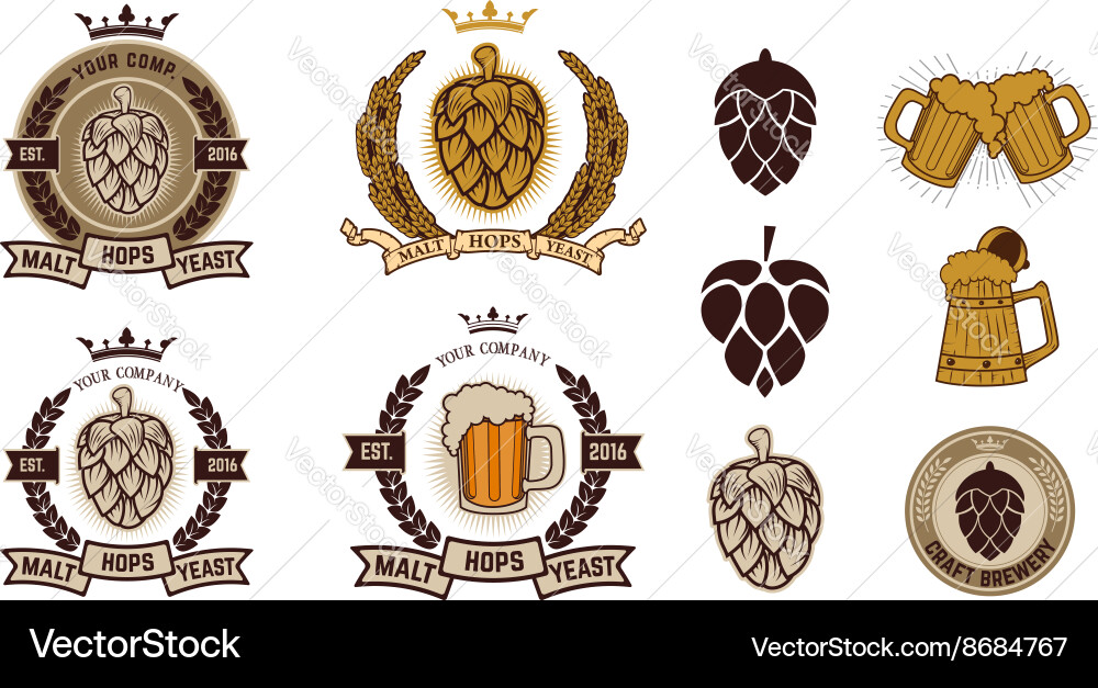 Craft brewery beer labels Royalty Free Vector Image