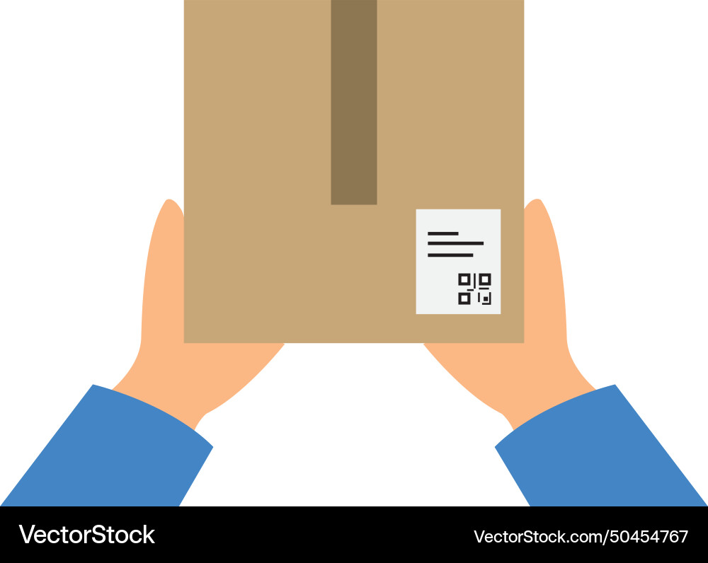 Delivery concept hand holding package flat style Vector Image