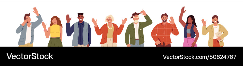 Different people say hello hi set happy Royalty Free Vector
