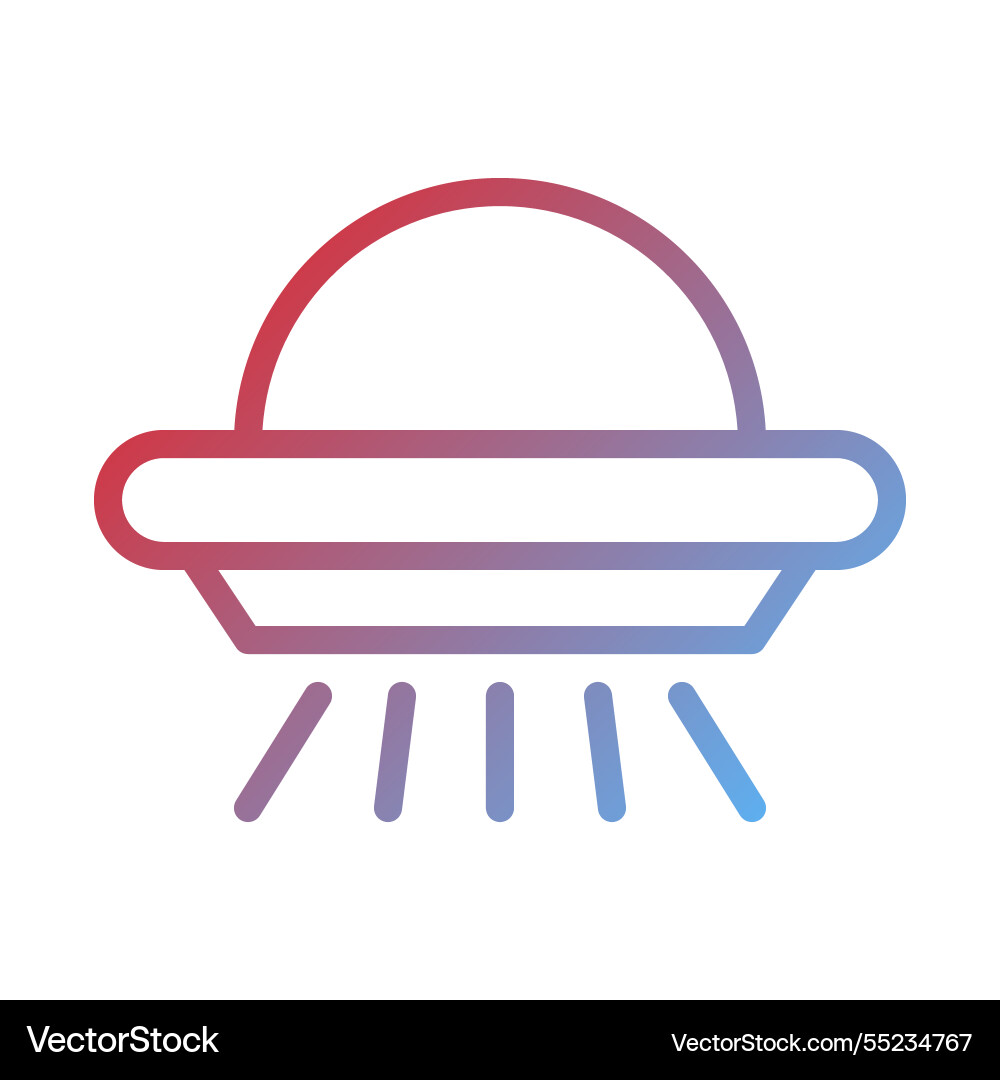 Gradient ufo icon with beams of light flying Vector Image