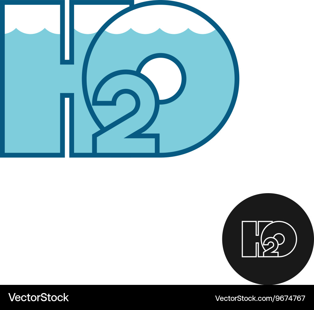 H2o letters water logo icon line surface Vector Image