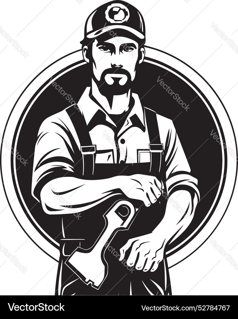 Laborer lore logo of dedicated worker trade Vector Image