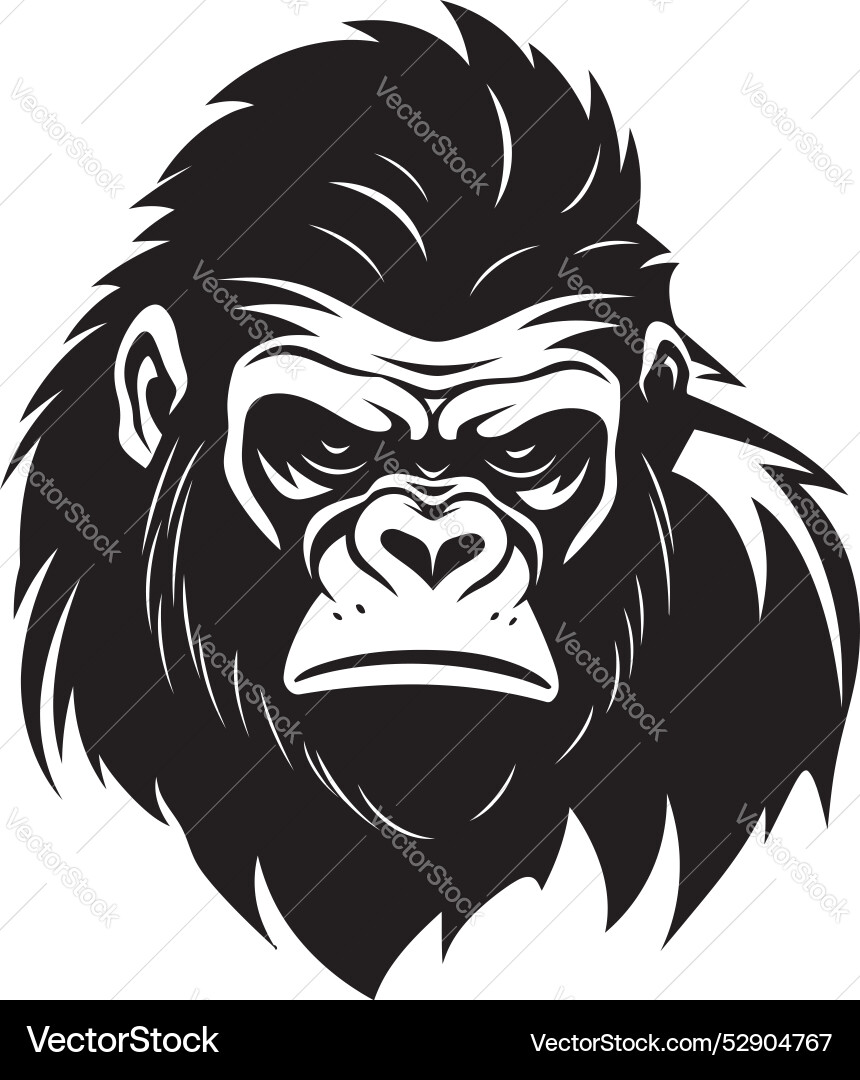 Monochrome primate emblem gorilla icon minimalist Vector Image