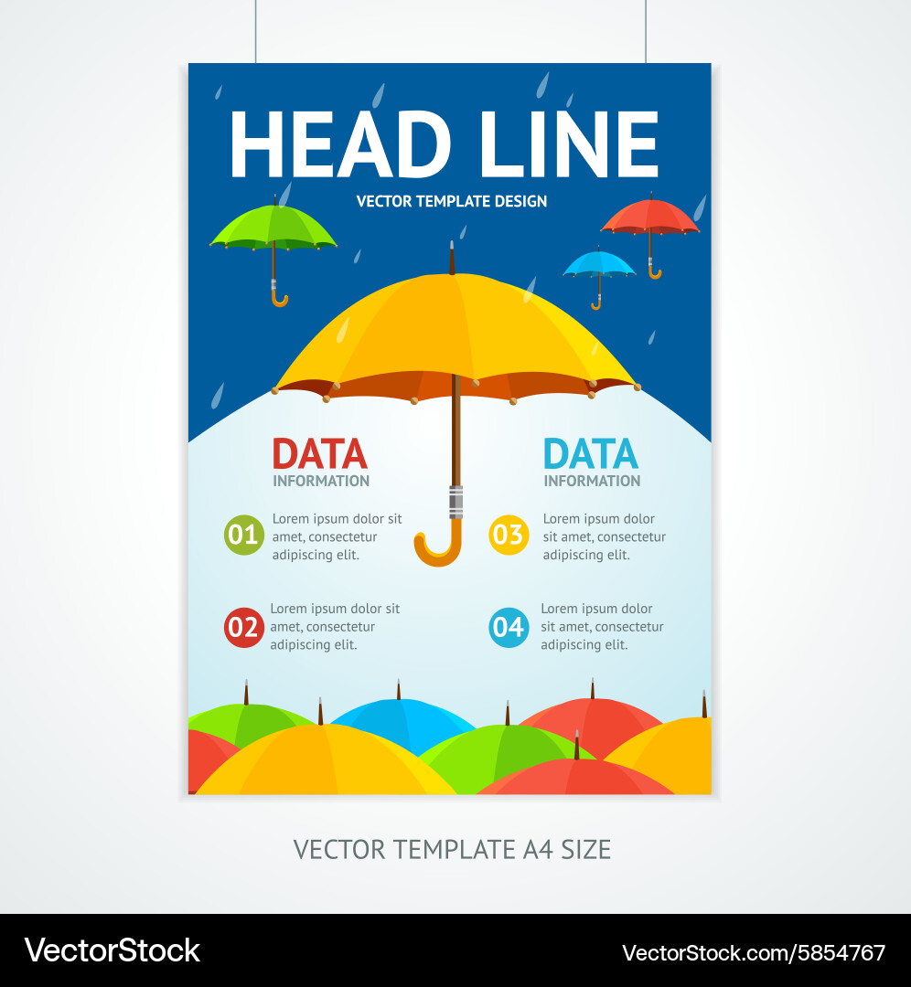 Placard poster template with umbrellas Royalty Free Vector