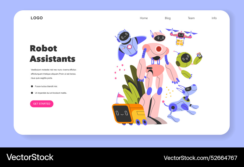 Robot assistants flat Royalty Free Vector Image
