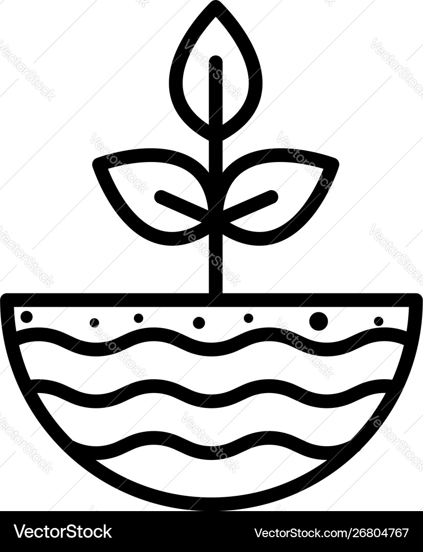 Single plant icon outline style Royalty Free Vector Image