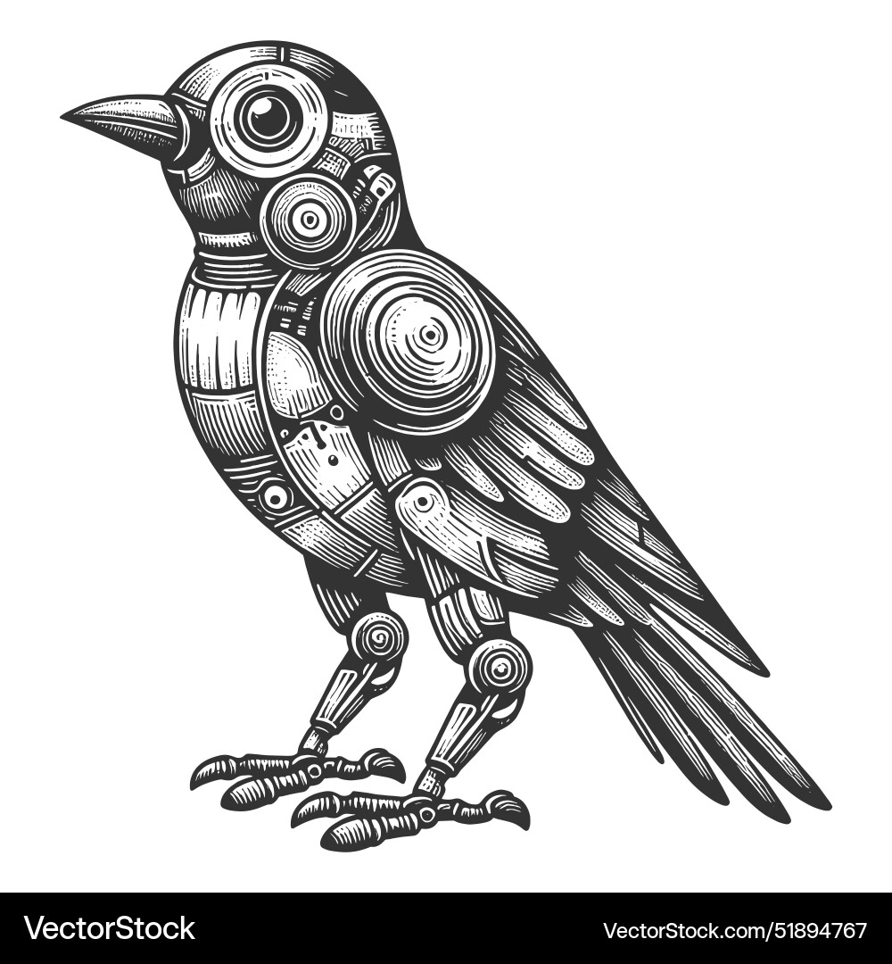 Steampunk mechanical bird Royalty Free Vector Image