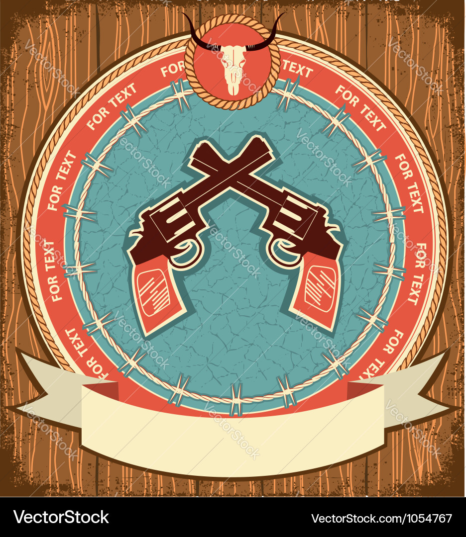 Western symbol background on wood texture Vector Image