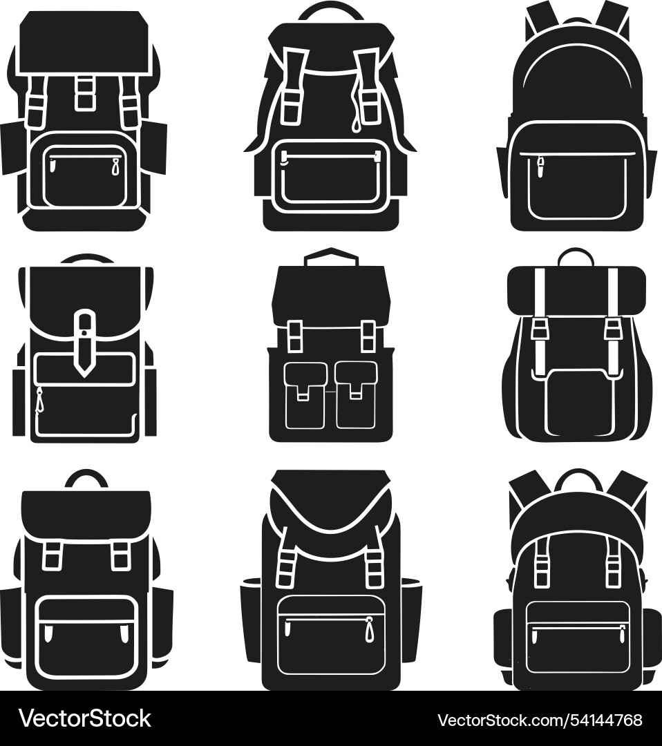 A set of minimalist backpack silhouette Royalty Free Vector