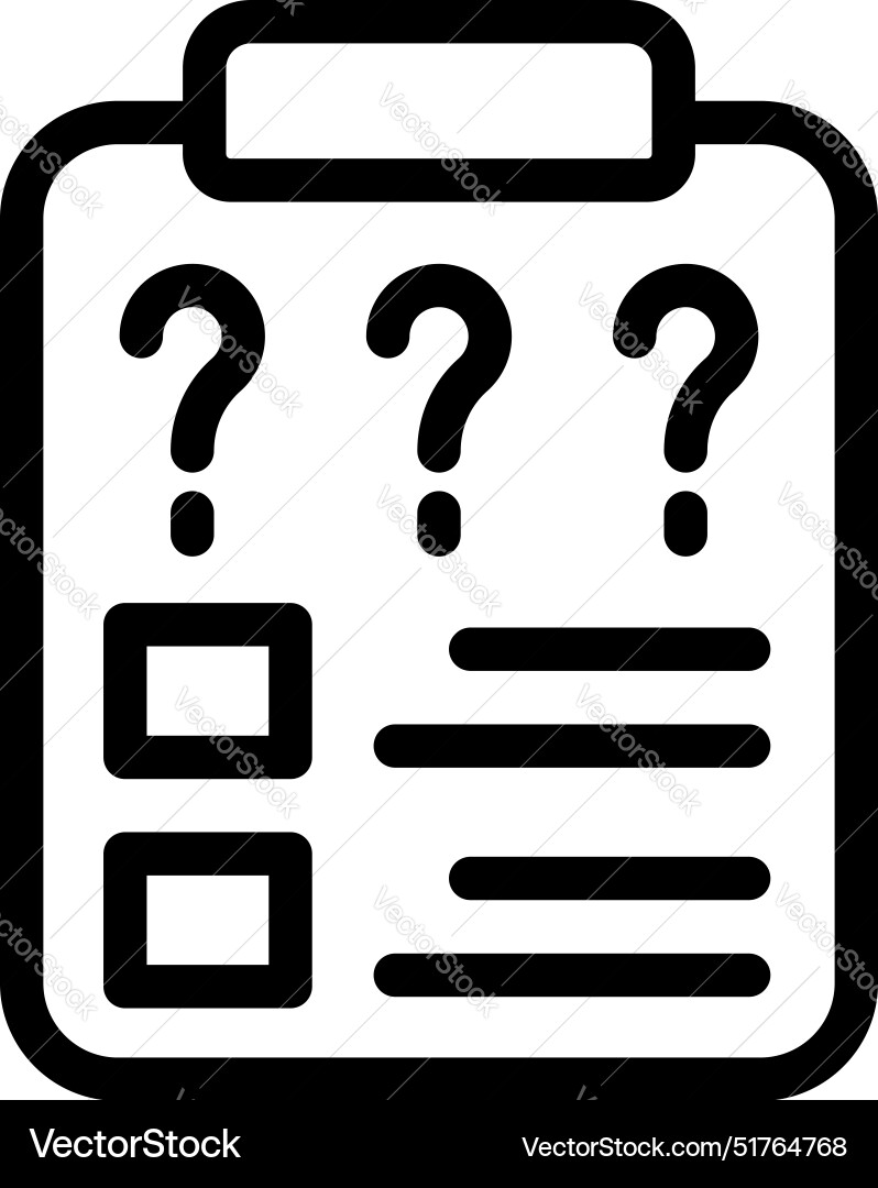 Clipboard with question marks displaying doubtful Vector Image