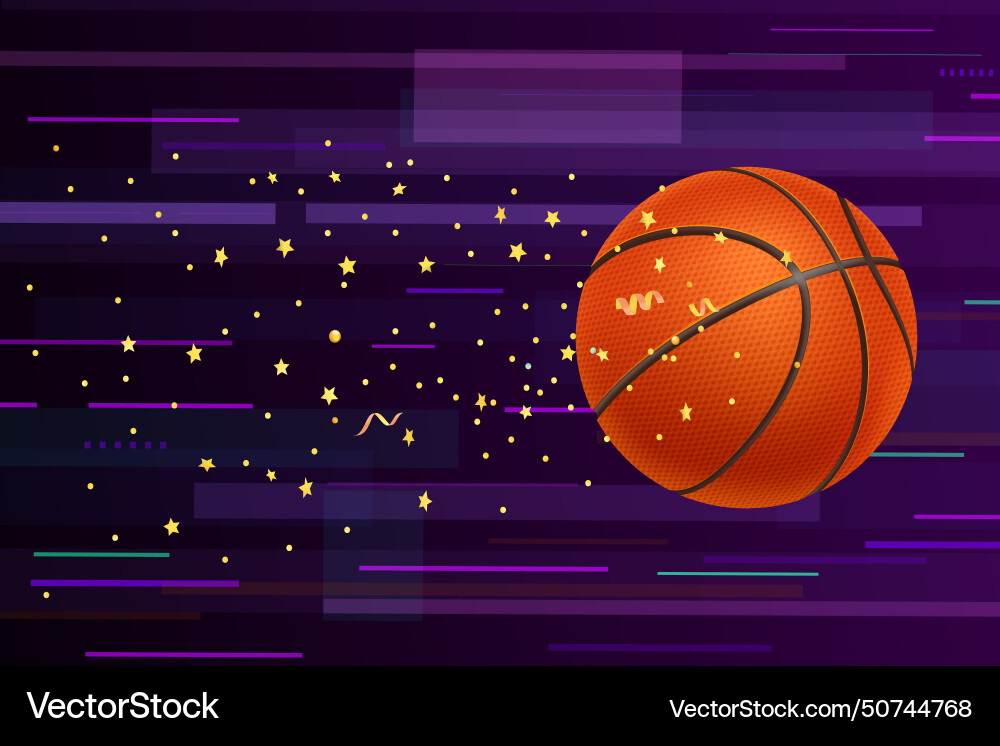 Flying basketball ball on abstract background 3d Vector Image