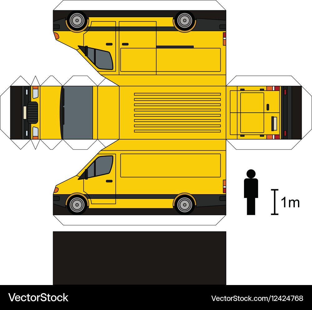 Paper model of a van Royalty Free Vector Image