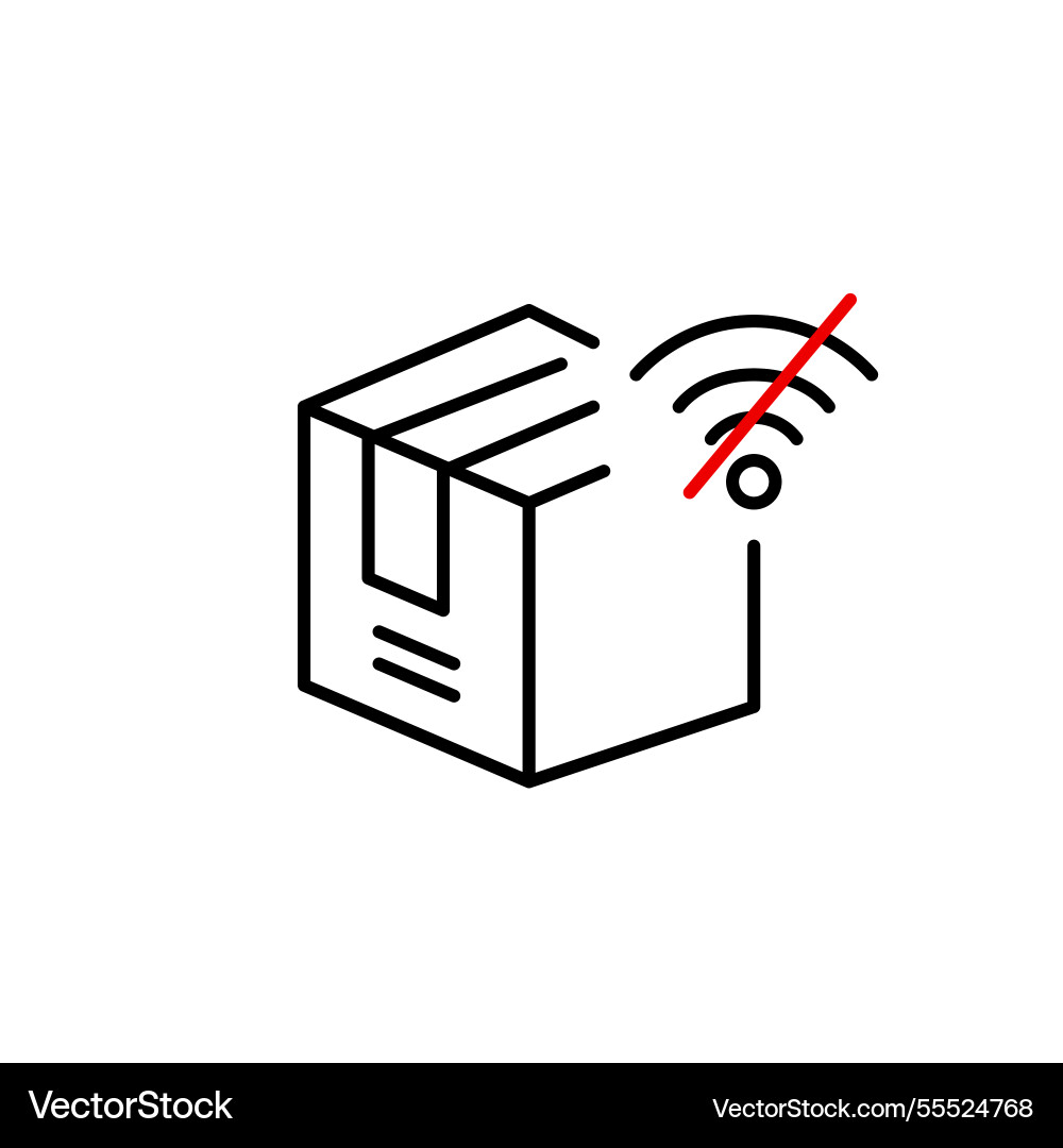 Parcel and no wi-fi symbol disconnected Royalty Free Vector