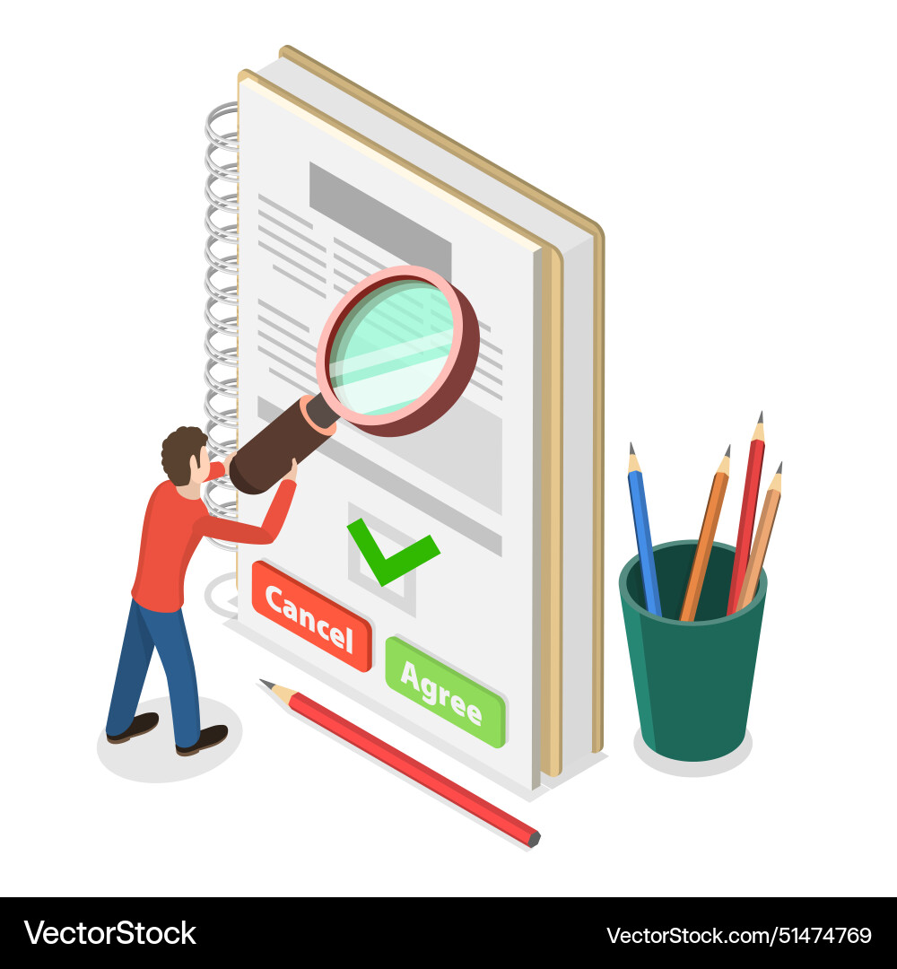 3d isometric flat of terms Royalty Free Vector Image