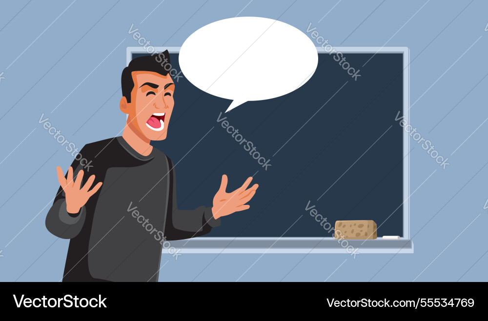 Angry male teacher screaming during class Vector Image
