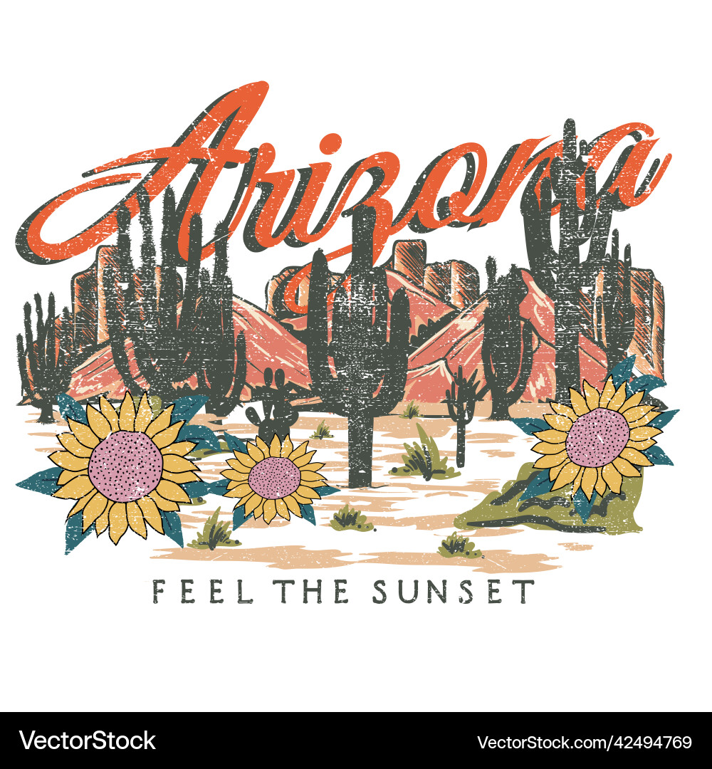 Arizona adventure print design Royalty Free Vector Image