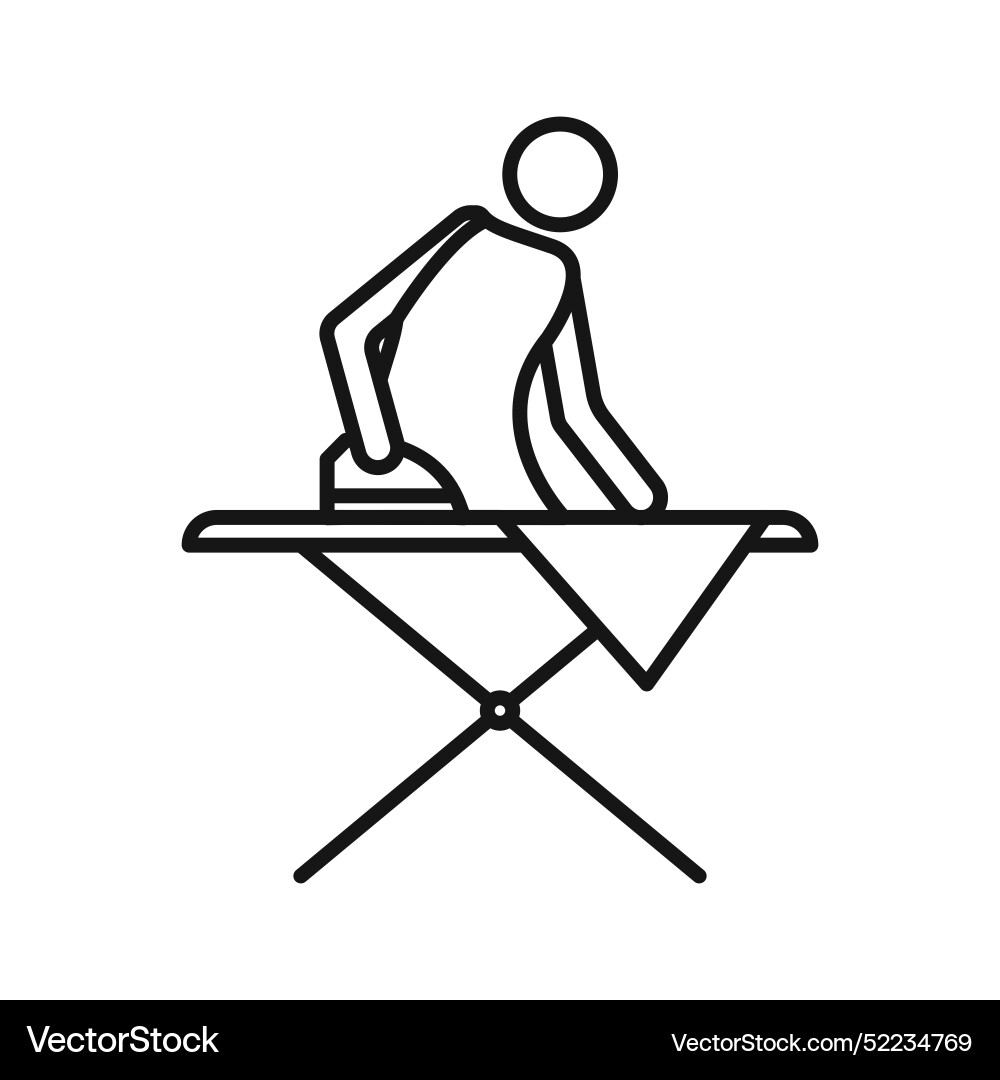 Man iron clothes icon black line art logo Vector Image