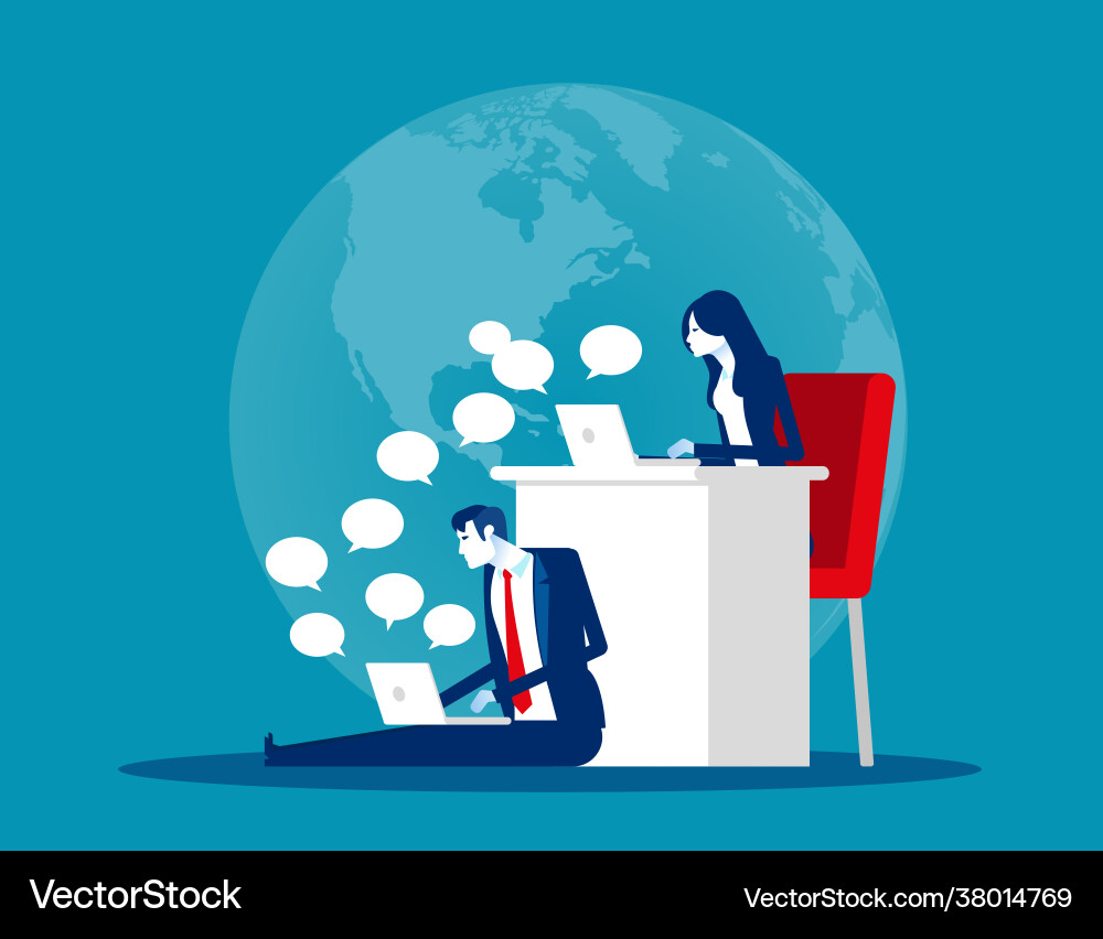 Manager and employe communication with social Vector Image