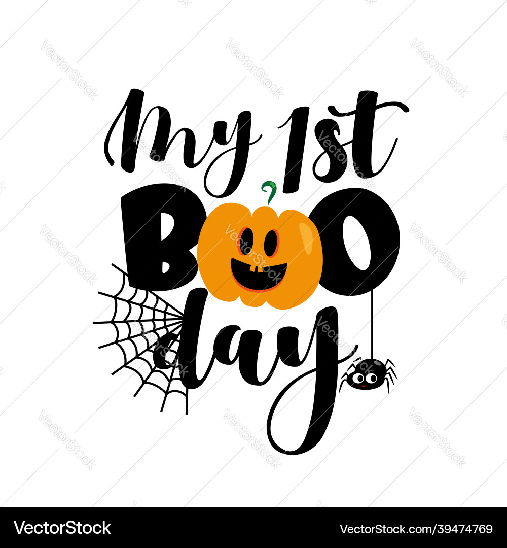 My first boo day- cute halloween greeting Vector Image