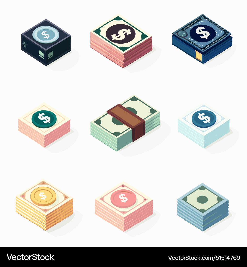 Neun verschiedene Stacks Währung zeigen verschiedene