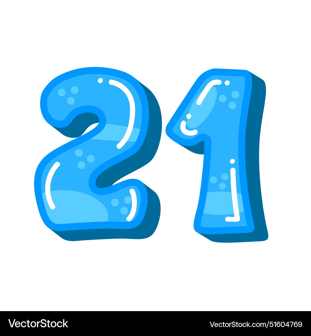 Number 21 twenty one Royalty Free Vector Image