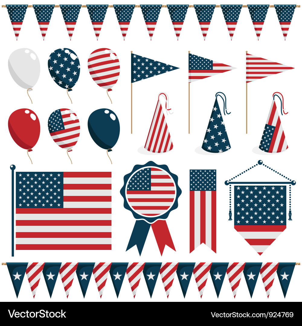 Patriotic Stars and Stripes Decorations Royalty Free Vector