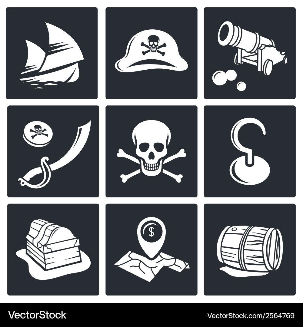 Piraten Symbol Set Lizenzfreies Vektorbild - VectorStock
