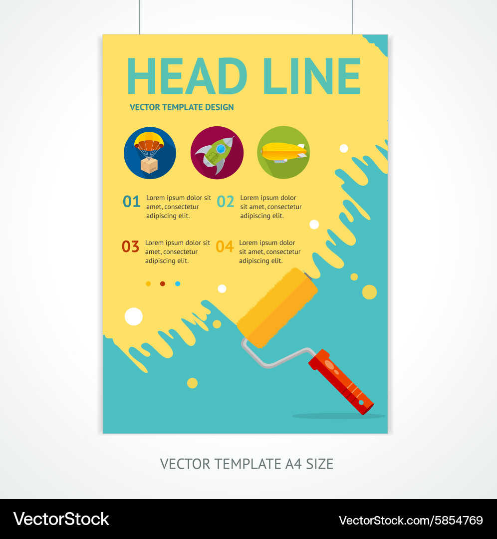 Placard poster template with rollerbrush Vector Image