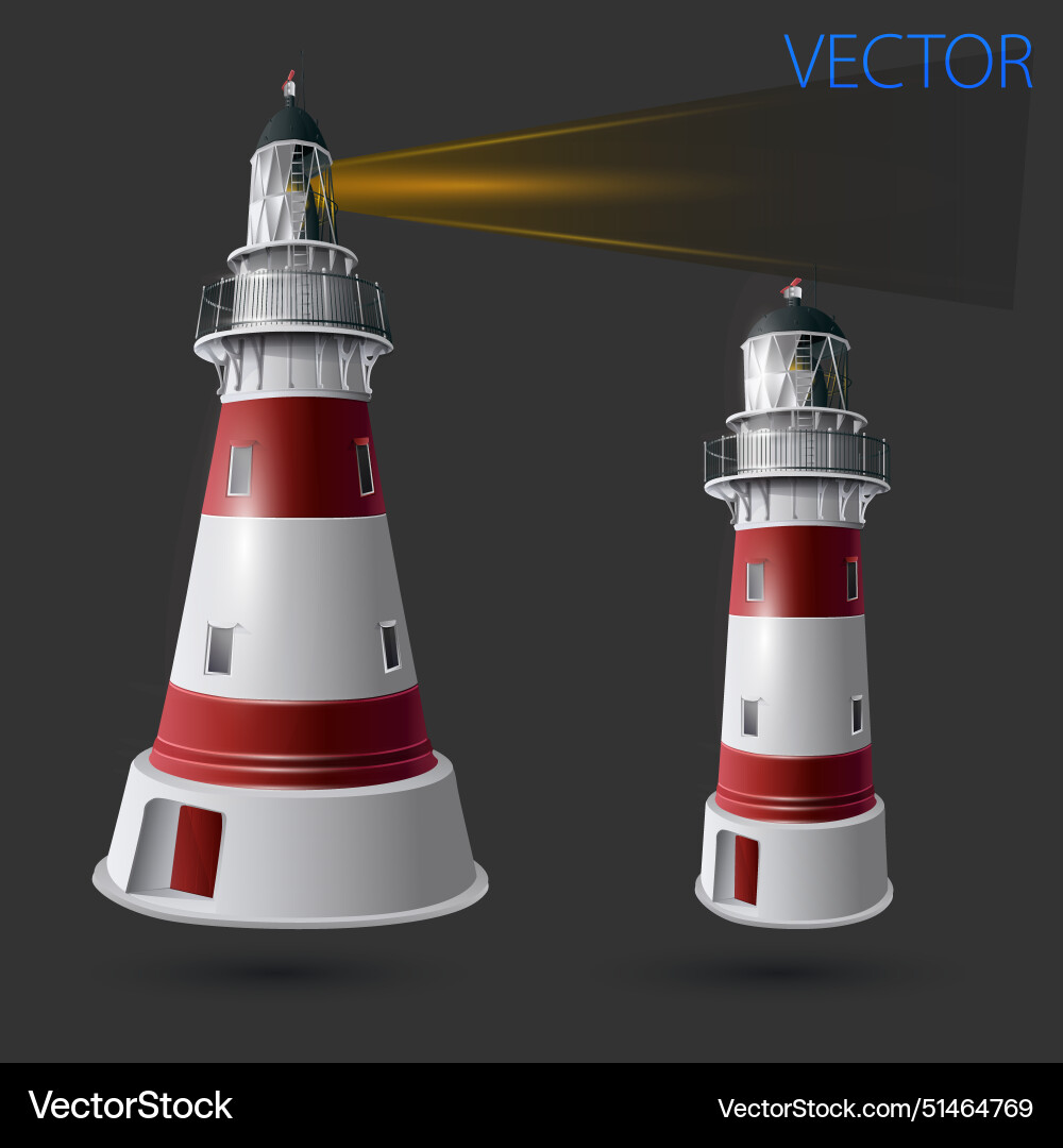 Realistic lighthouse in the night sky background Vector Image