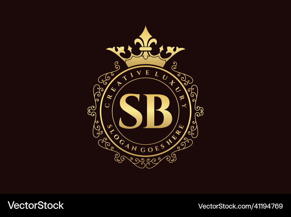Sb initial letter luxury calligraphic feminine Vector Image