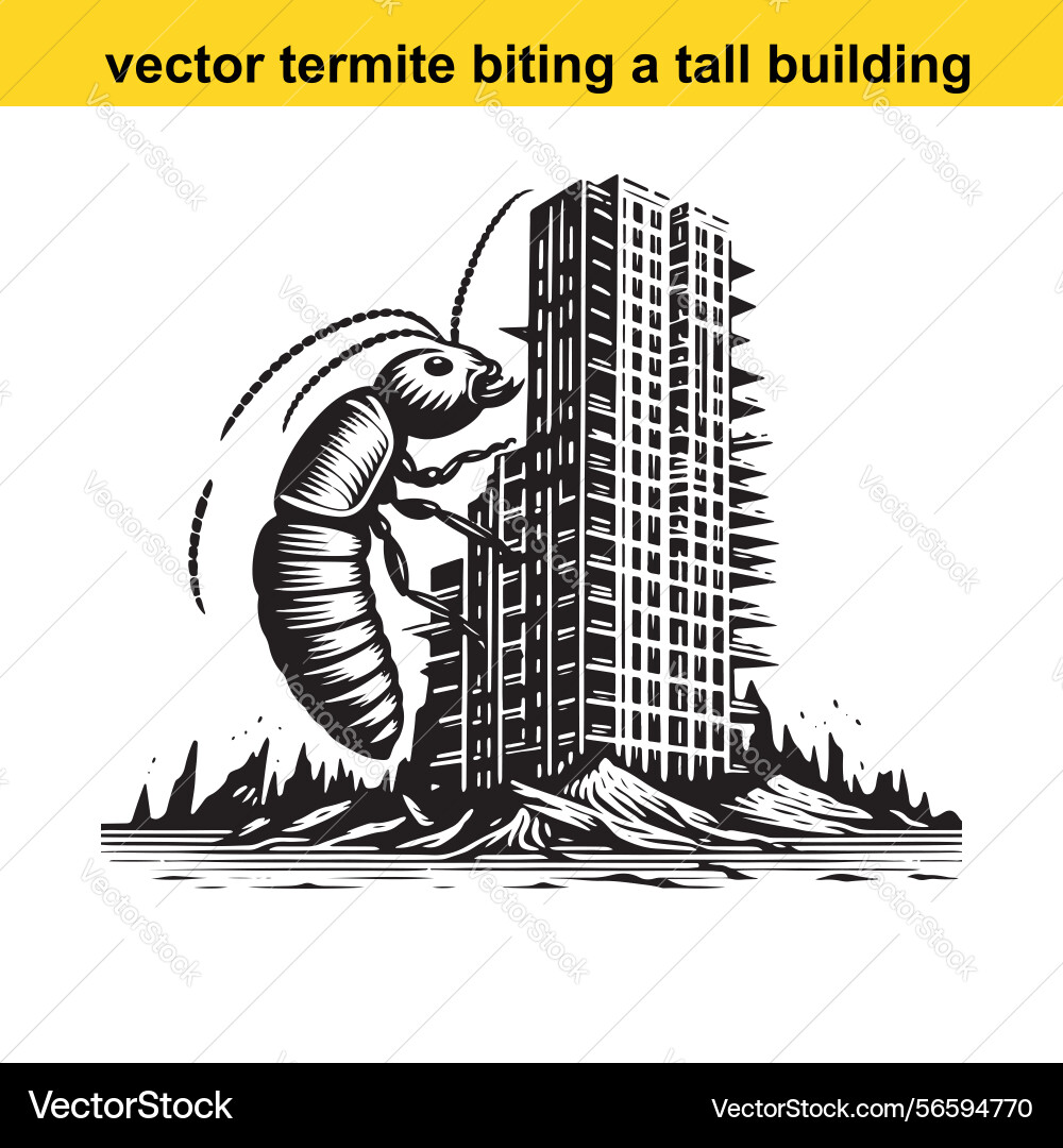 Ai-generated termite destroying skyscraper pest Vector Image