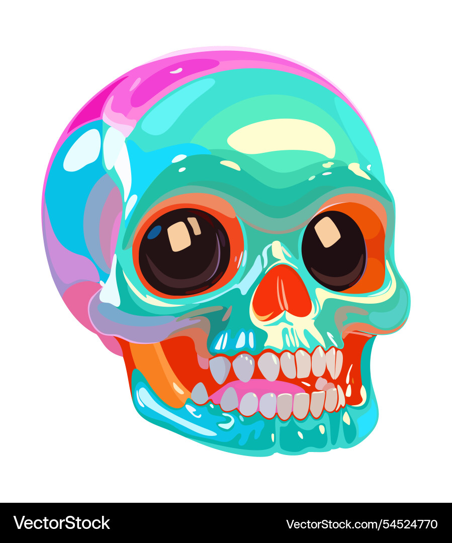 Bright glossy skull isolated cute Royalty Free Vector Image