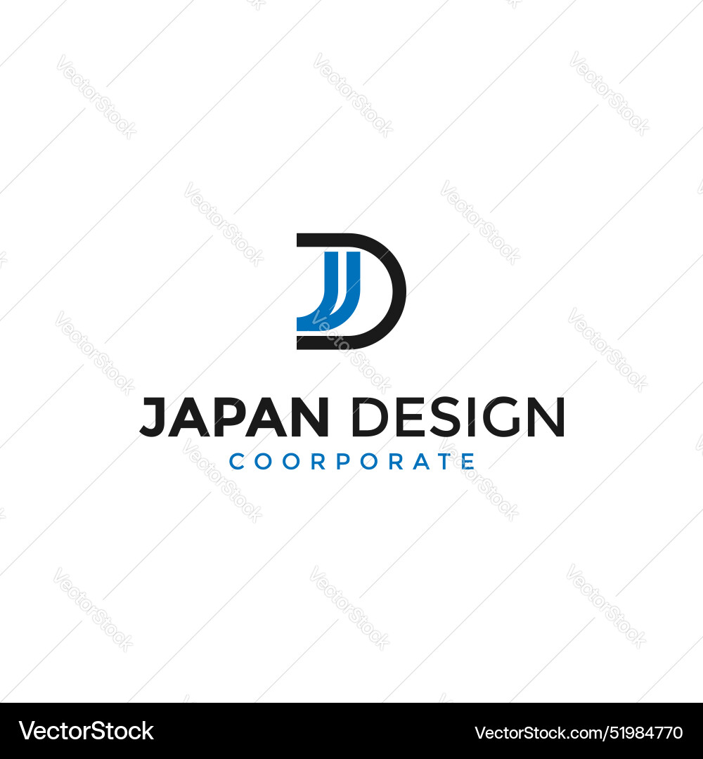 Geometric of letter d j initial logo Royalty Free Vector