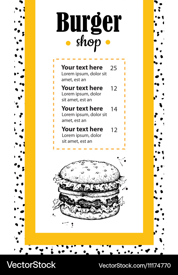 Hand drawn burger menu vintage Royalty Free Vector Image