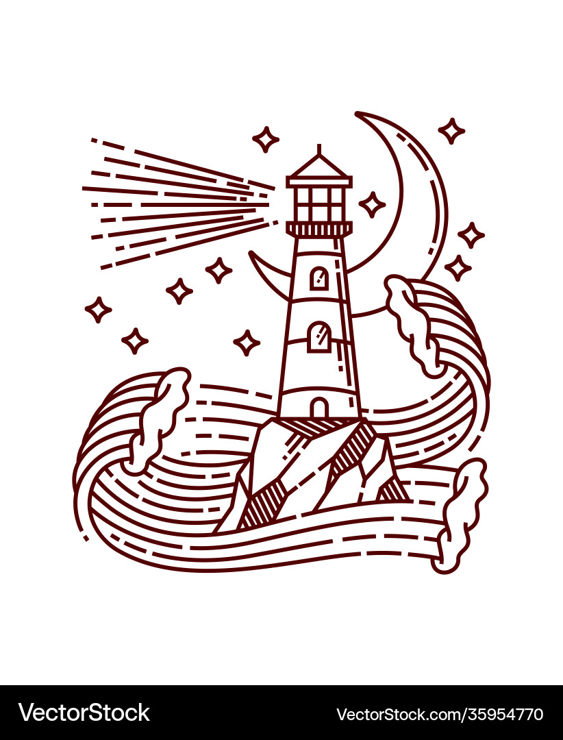Hand drawn lighthouse line Royalty Free Vector Image