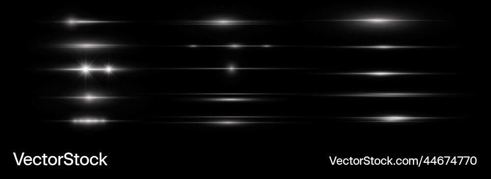 Horizontal line light white laser beams spark star