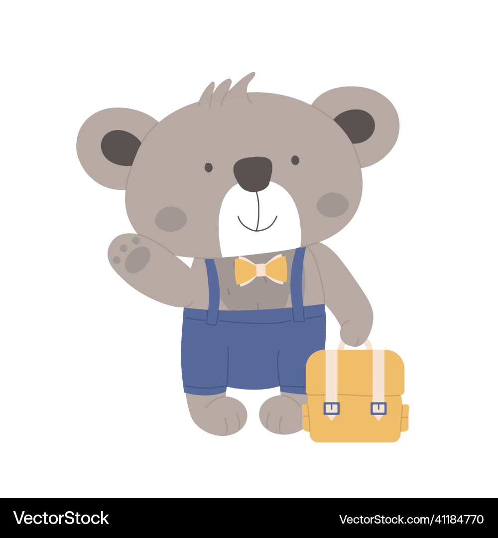 Little cute student koala holding school bag Vector Image