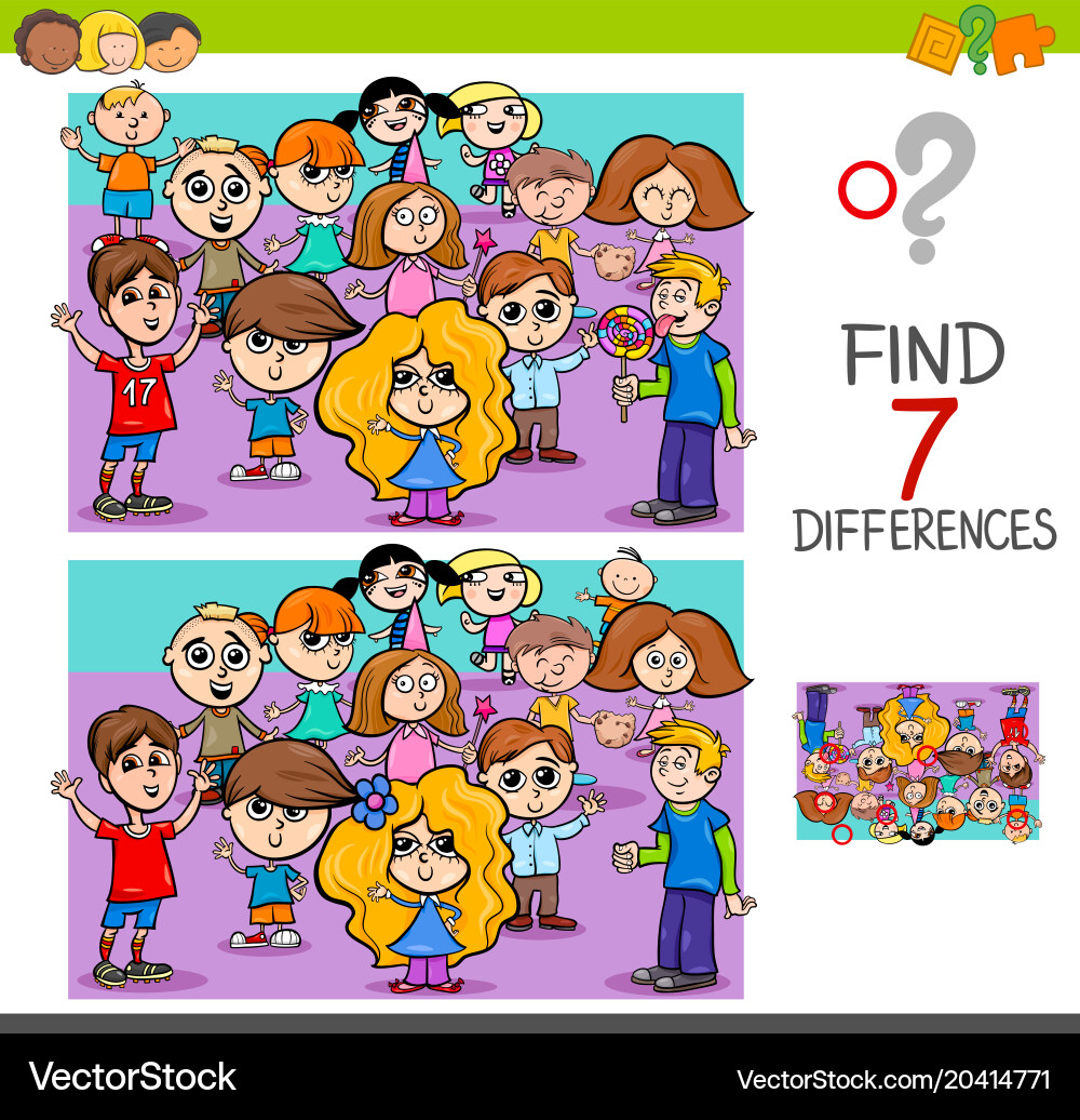 Find differences with children characters Vector Image