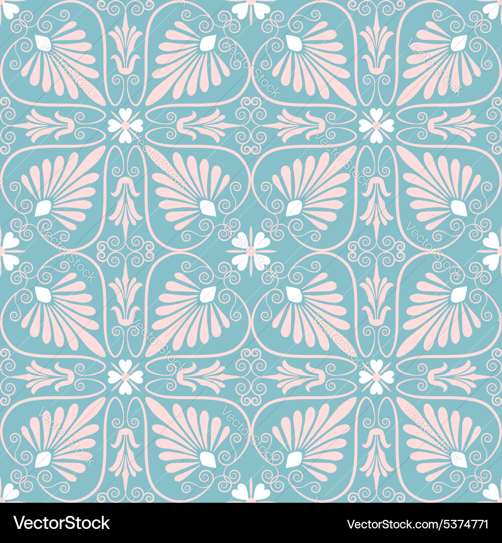 Greek Floral Seamless Pattern Royalty Free Vector Image