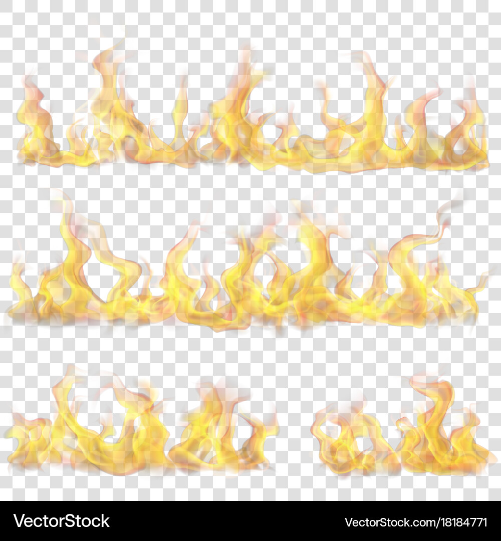 Horizontal Fire Flame Set Royalty Free Vector Image