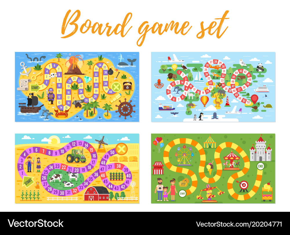 Kids Board Game Collection Royalty Free Vector Image