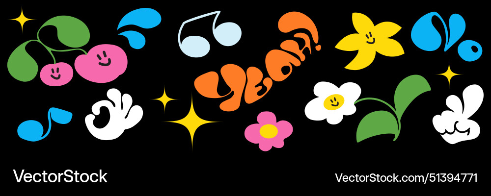 Naive playful abstract stickers set Royalty Free Vector