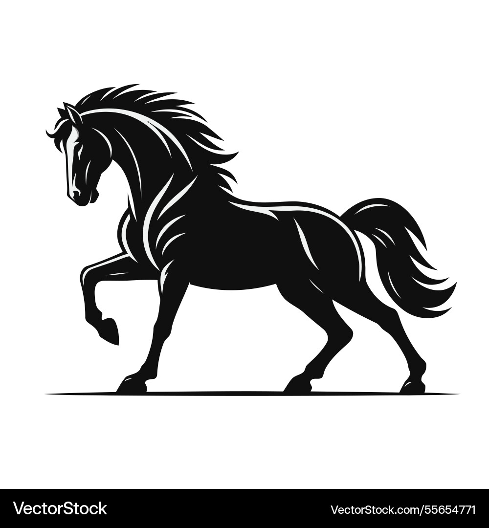 Powerful black stallion dynamic prancing Vector Image
