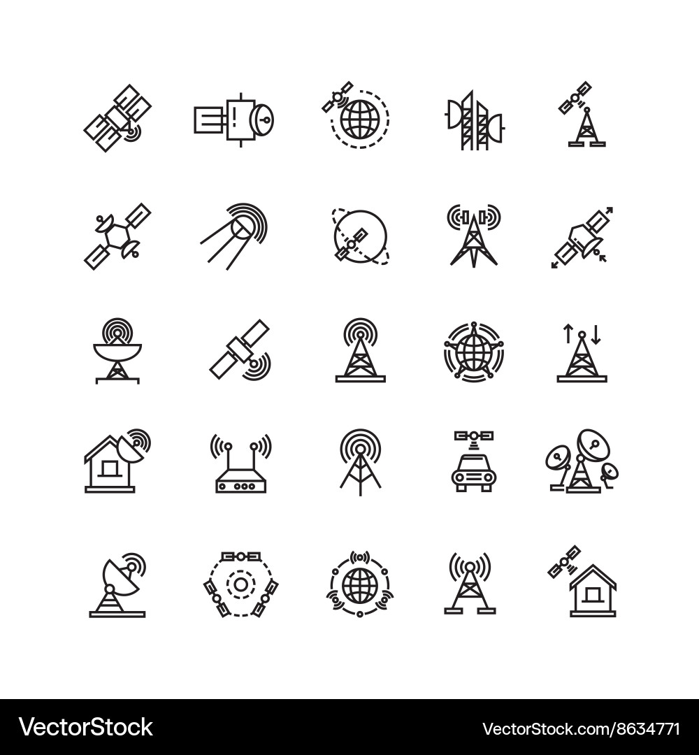 Satellite and orbit communication aerial line Vector Image