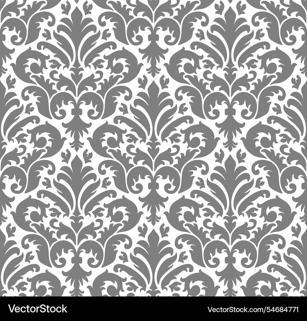 Seamless damask pattern in grayscale with classic Vector Image