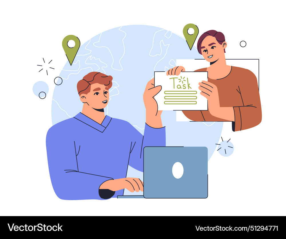 Two cartoon characters planning a task Royalty Free Vector