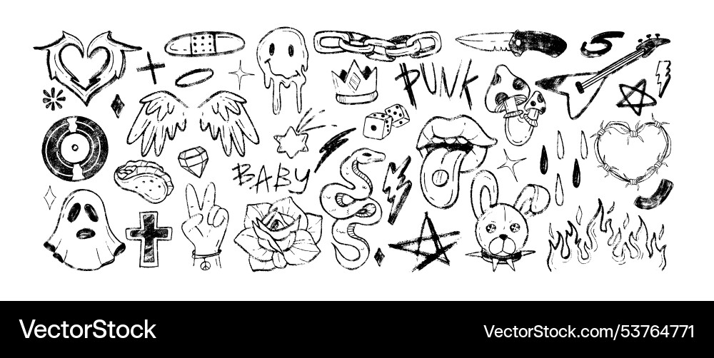 Y2K Punk Doodle - Music & Vibes Royalty Free Vector