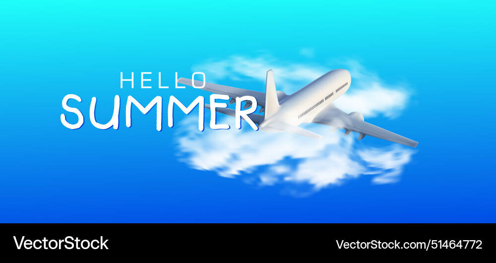 Airplane flying in sky jet plane fly clouds Vector Image